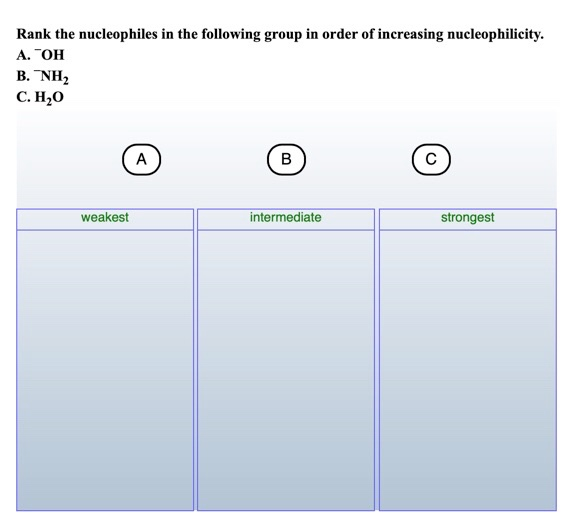 Solved Rank the nucleophiles in the following group in order | Chegg.com