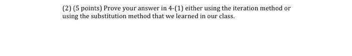Solved 4. (10 points) Solving Recurrences (1) (5 points) | Chegg.com