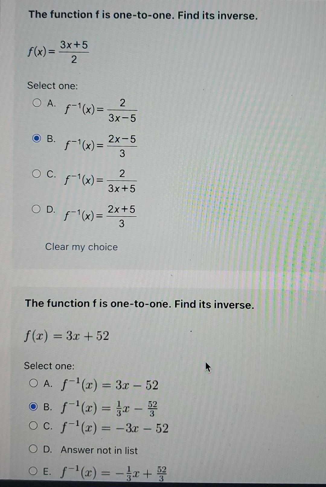 Solved The function f is one-to-one. Find its inverse. | Chegg.com