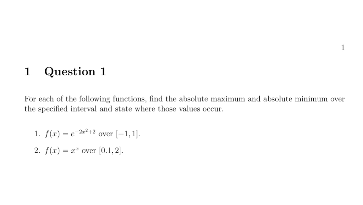 Solved 11 ﻿Question 1For each of the following functions, | Chegg.com
