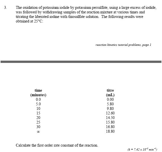 The oxidation of potassium iodide by potassium | Chegg.com