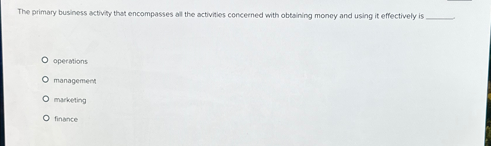 Solved The primary business activity that encompasses all | Chegg.com