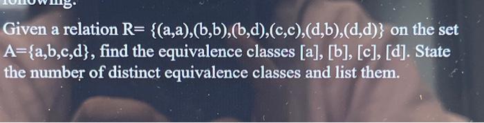 Solved Given a relation R= | Chegg.com