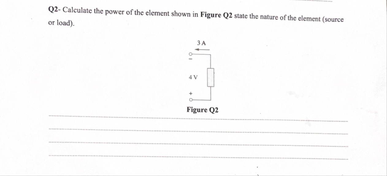 Solved Q2- ﻿Calculate the power of the element shown in | Chegg.com