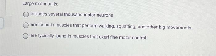 Large motor units: includes several thousand motor | Chegg.com