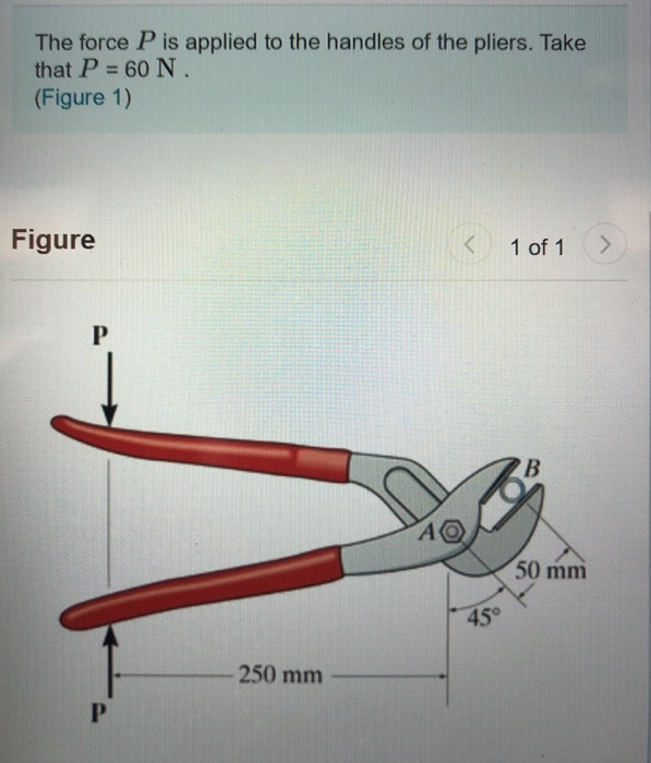 Solved The force P is applied to the handles of the pliers. | Chegg.com