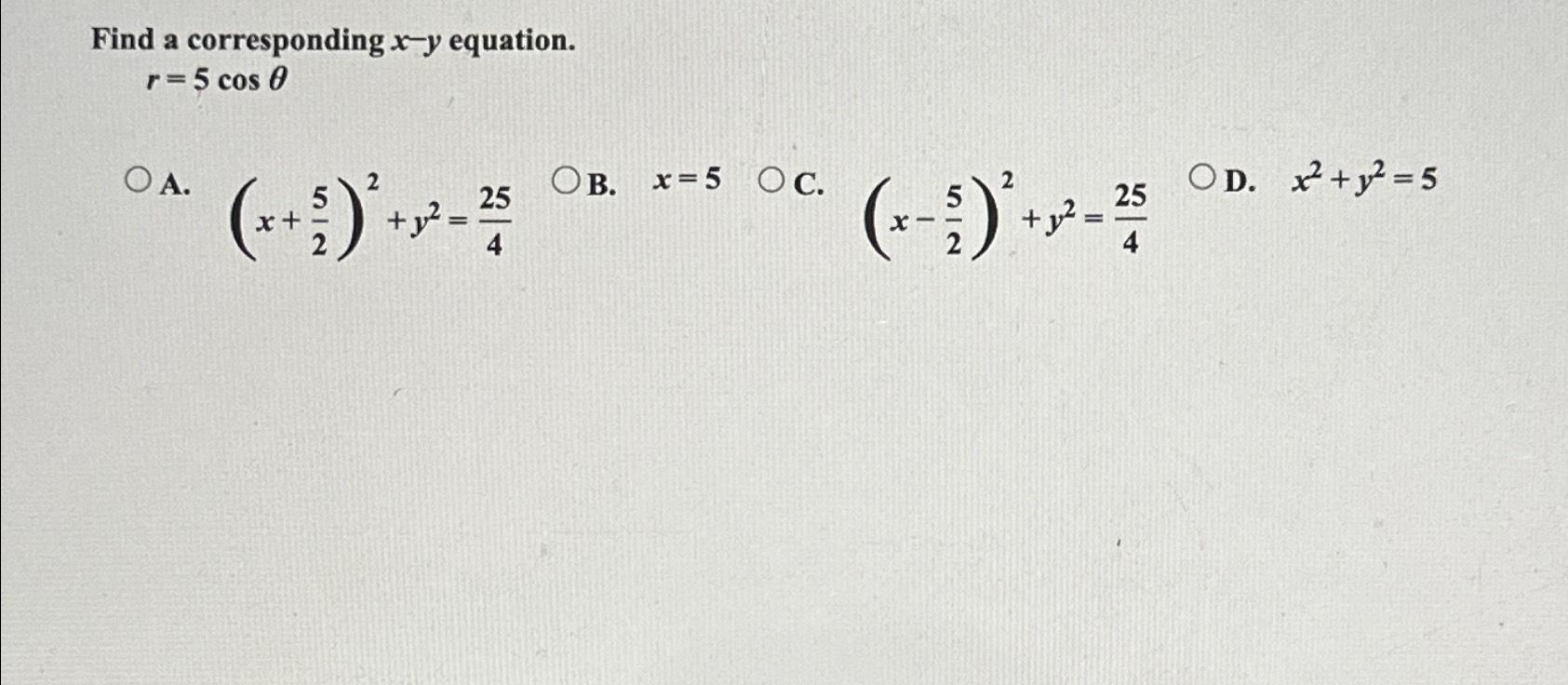 Solved Find a corresponding x-y | Chegg.com
