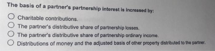 How To Calculate Partner Basis In Partnership