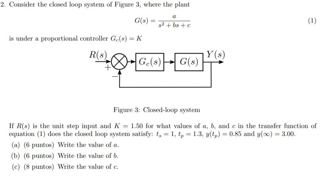 Solved 2. Consider the closed loop system of Figure 3, where | Chegg.com
