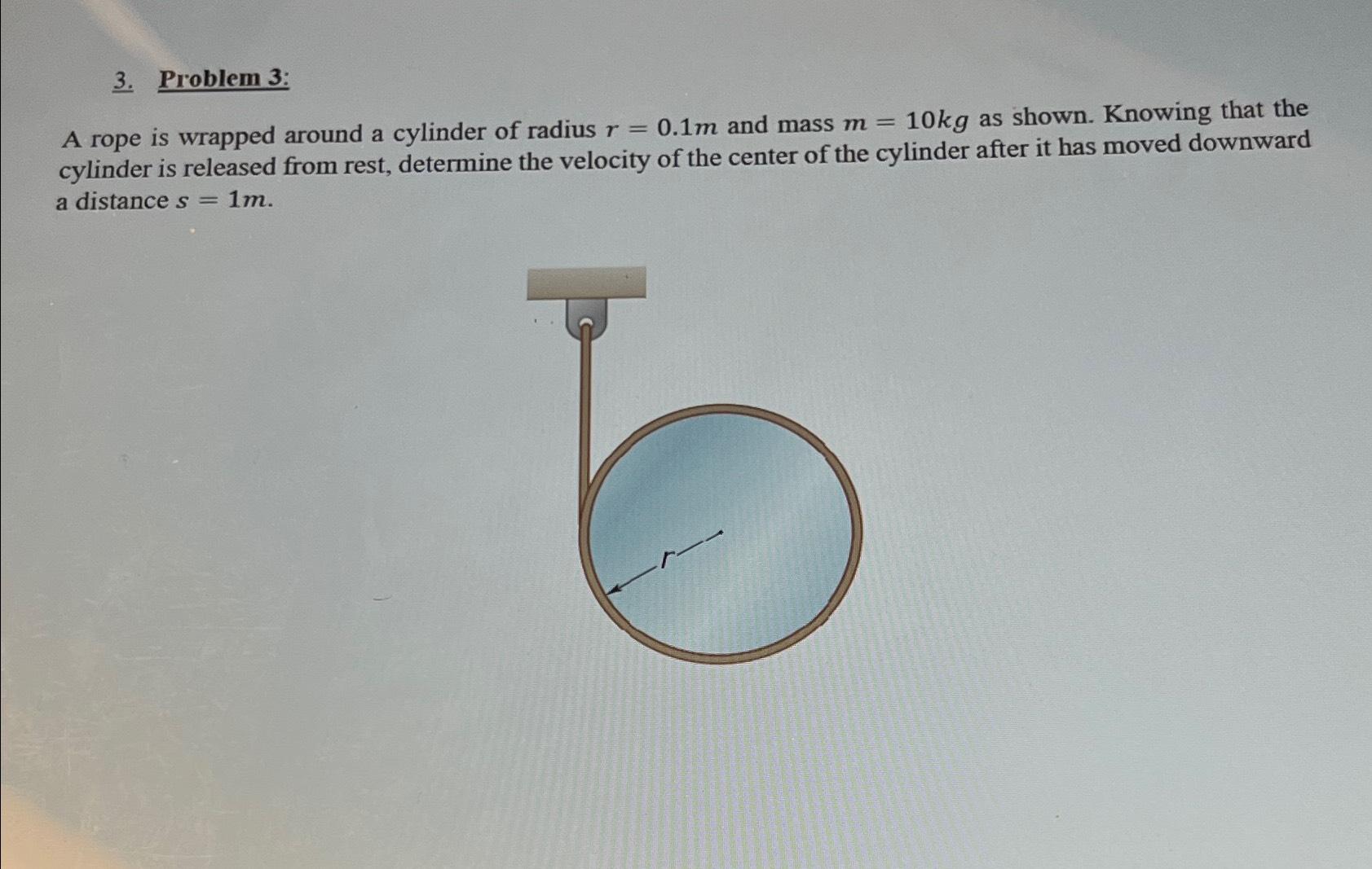 Solved Problem 3:\\nA rope is wrapped around a cylinder of | Chegg.com