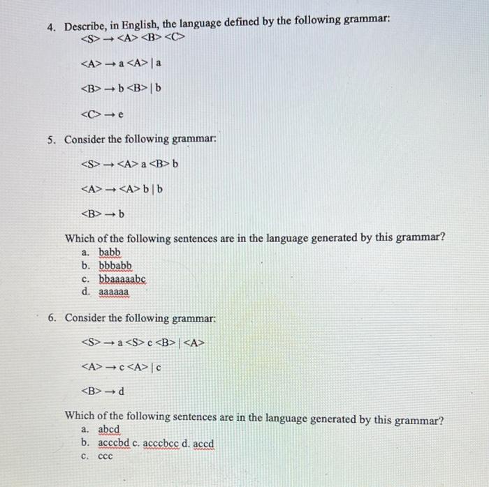 Solved 1. Using the grammar below: = - ABC + | * | Chegg.com