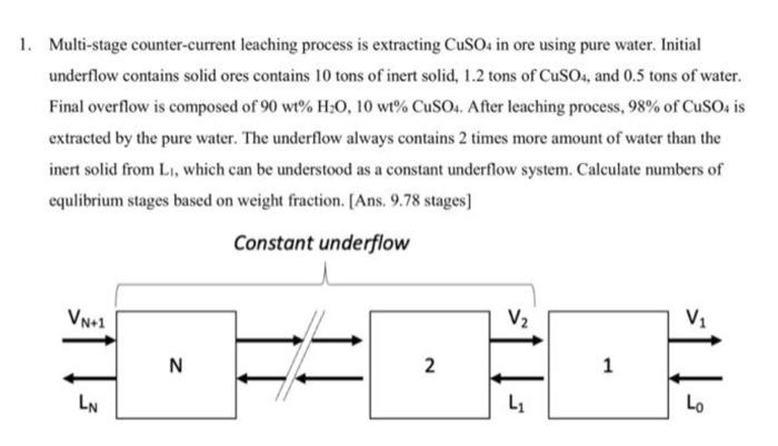 Solved Multi-stage counter-current leaching process is | Chegg.com