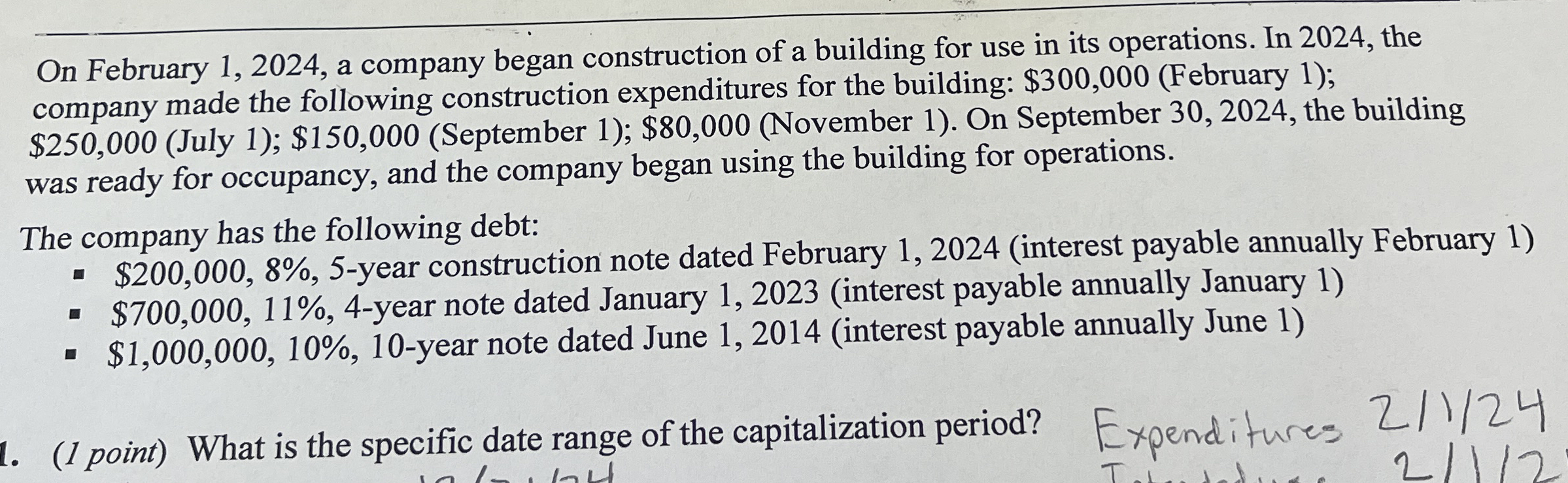 Solved On February 1, 2024, ﻿a company began construction of | Chegg.com