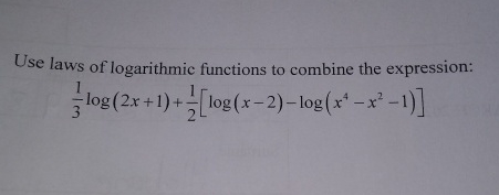 Solved Use laws of logarithmic functions to combine the | Chegg.com