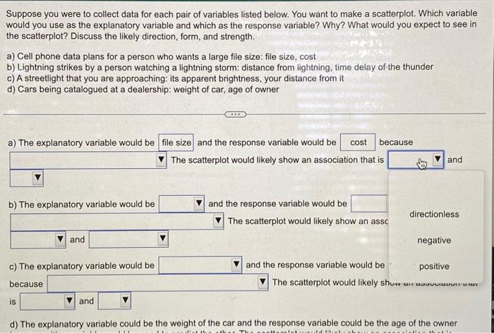 Solved Suppose you were to collect data for each pair of | Chegg.com