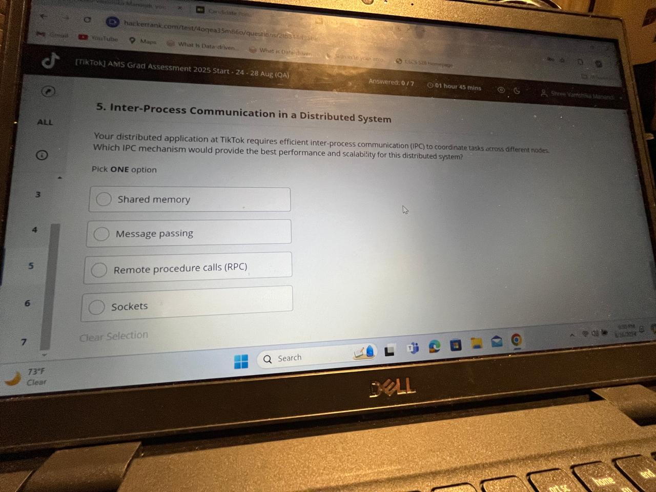 Solved Inter-Process Communication in a Distributed | Chegg.com