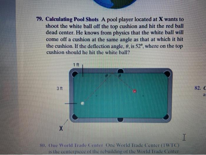 Solved 79. Calculating Pool Shots A pool player located at X | Chegg.com