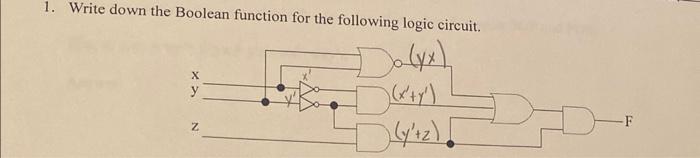 Solved 1. Write down the Boolean function for the following | Chegg.com