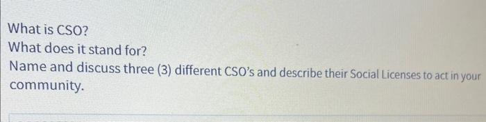 Solved What is CSO? What does it stand for? Name and discuss | Chegg.com