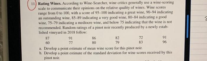 Solved 11. Rating Wines. According to Wine-Searcher, wine | Chegg.com