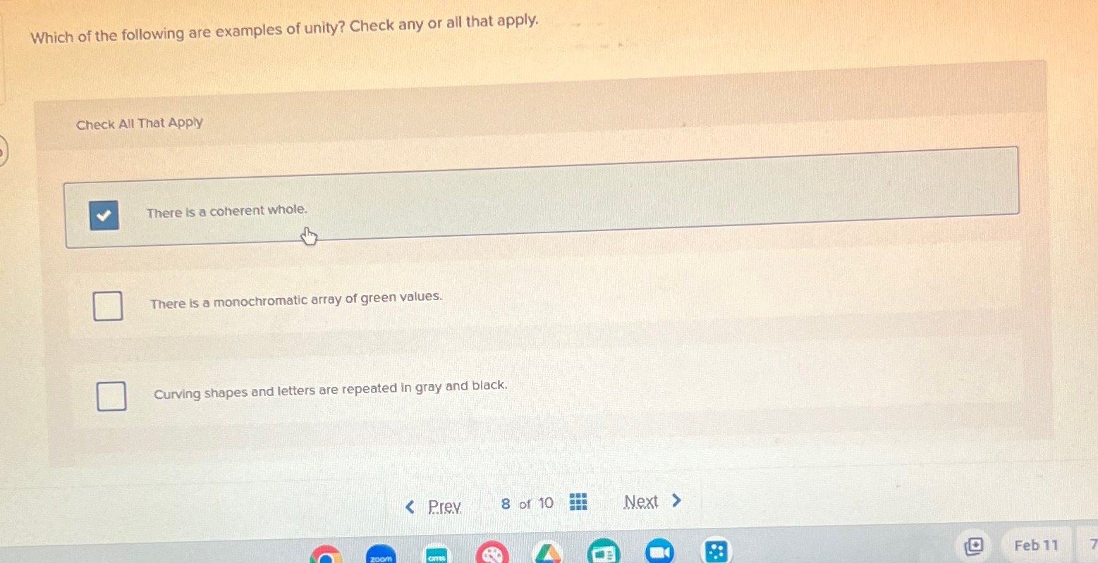 Solved Which of the following are examples of unity? Check | Chegg.com