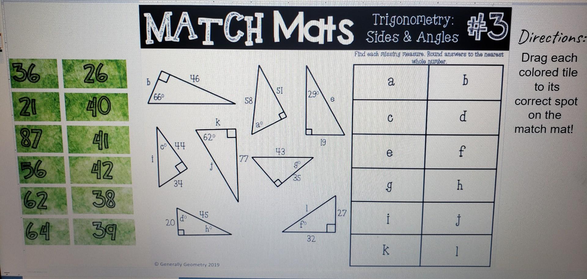 Solved MATCH Mats Trigonometry 聯 #3 Trigonometry: Sides & | Chegg.com