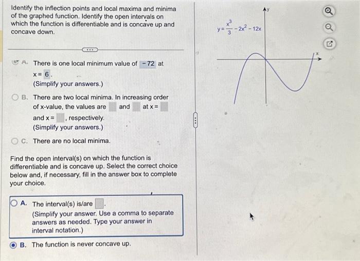 Solved Identify the inflection points and local maxima and | Chegg.com
