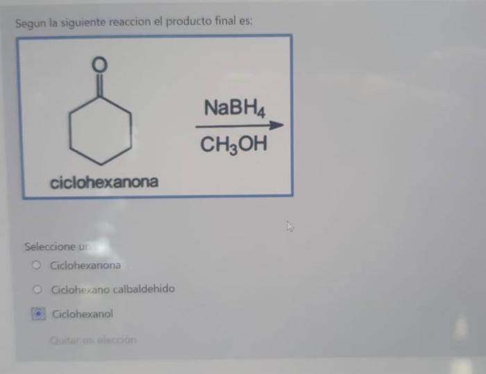 Solved Segun la siguiente reaccion el producto final es: | Chegg.com