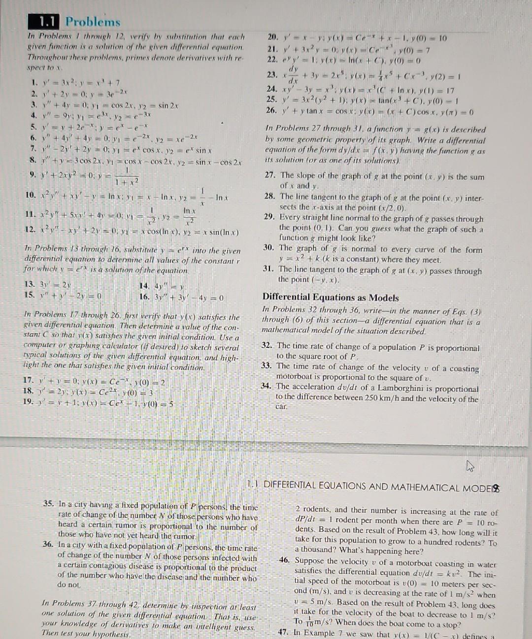 Solved In Problems I thimigh 12, verify by substitution that | Chegg.com