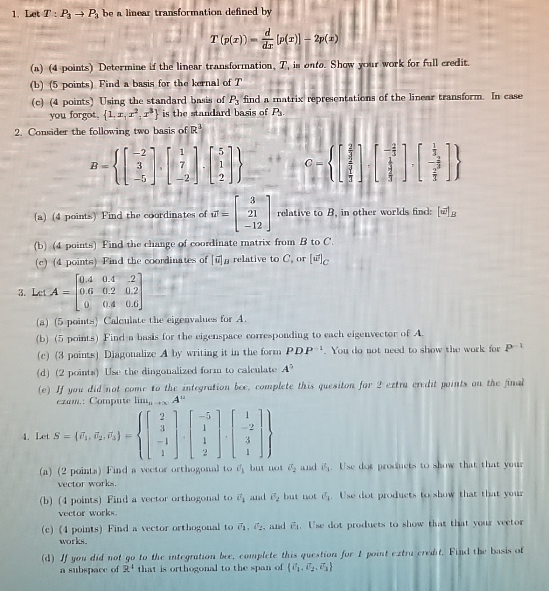 Solved Let T:P3→P3 ﻿be a linear transformation defined | Chegg.com