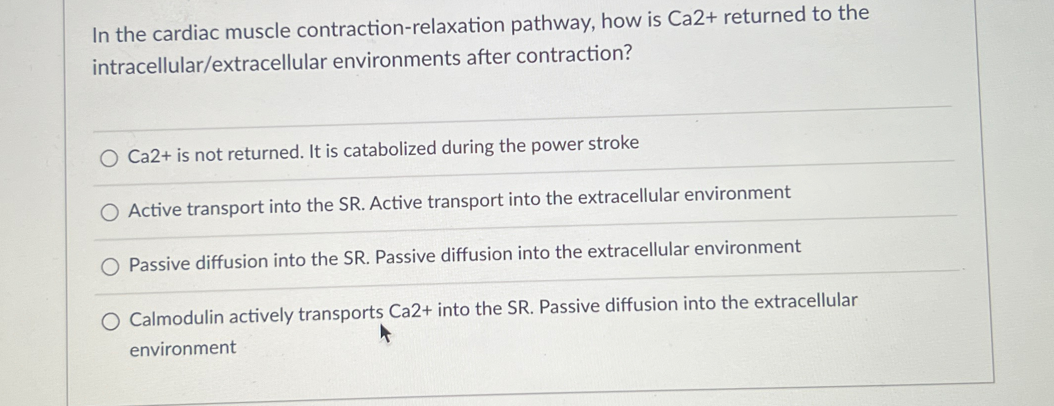 Solved In the cardiac muscle contraction-relaxation pathway, | Chegg.com