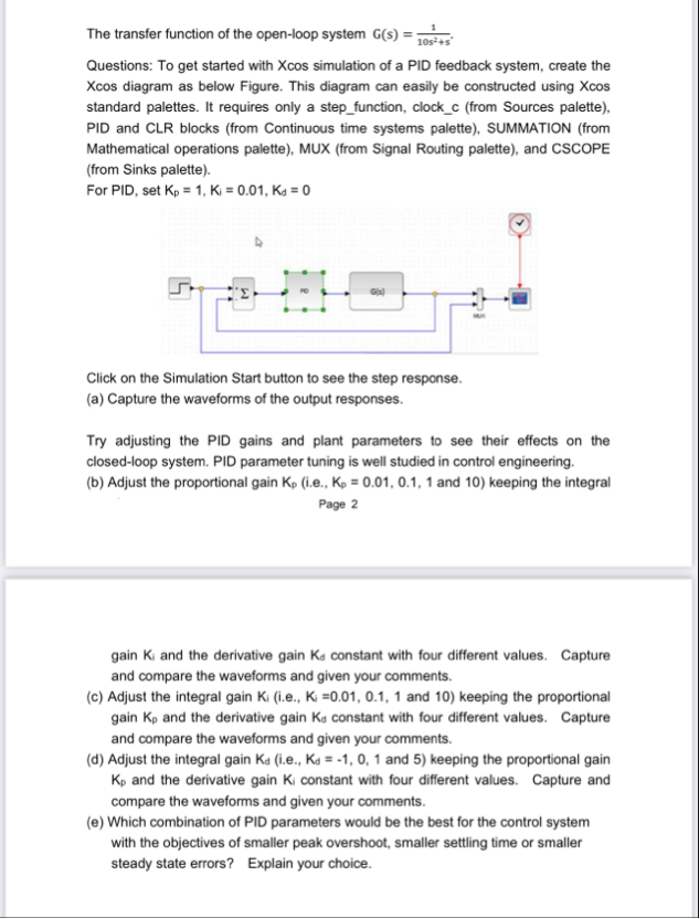The transfer function of the open-loop system | Chegg.com