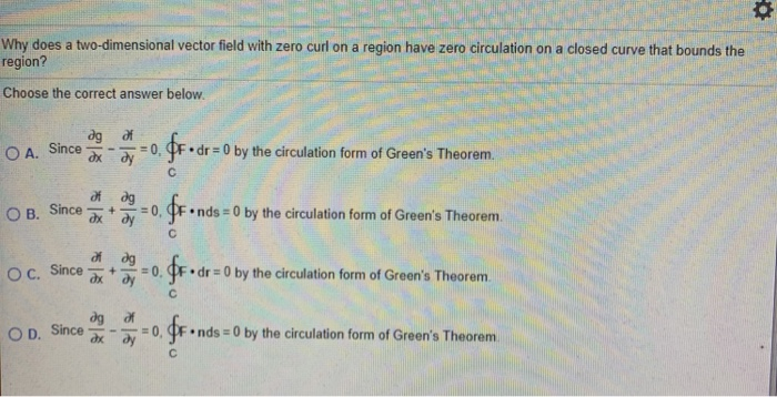 Solved Why does a two-dimensional vector field with zero | Chegg.com