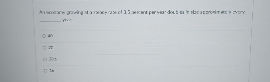 Solved An economy growing at a steady rate of 3.5 ﻿percent | Chegg.com