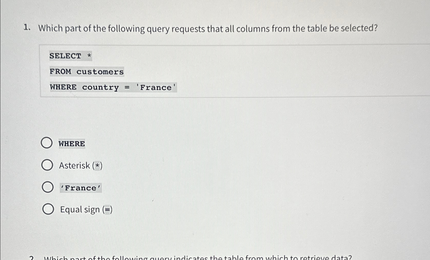 Solved Which part of the following query requests that all | Chegg.com