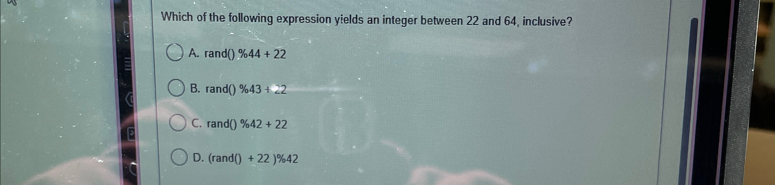 Which of the following expression yields an integer | Chegg.com