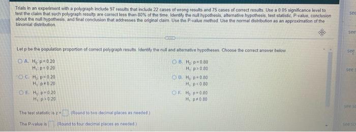 Solved see Trials in an experiment with a polygraph include | Chegg.com