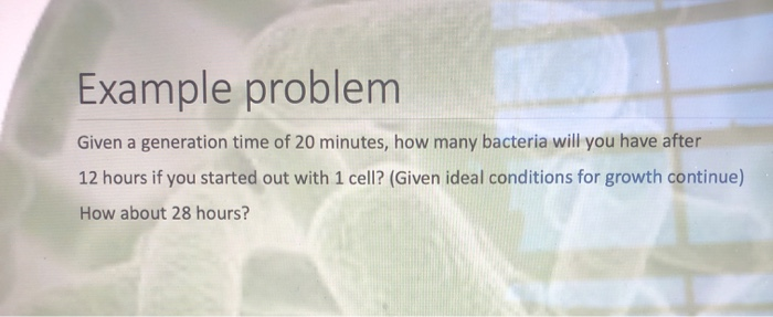 Solved Example problem Given a generation time of 20 | Chegg.com