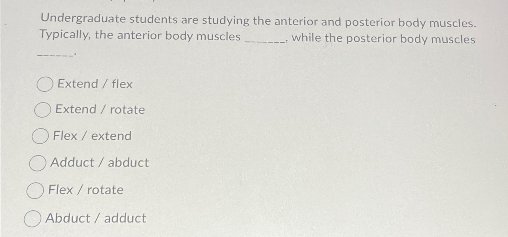 Solved Undergraduate students are studying the anterior and | Chegg.com