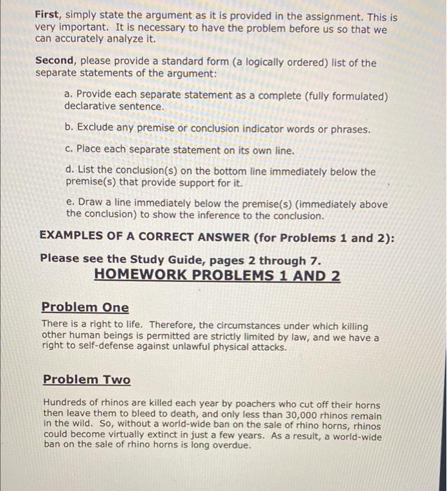 First, simply state the argument as it is provided in | Chegg.com