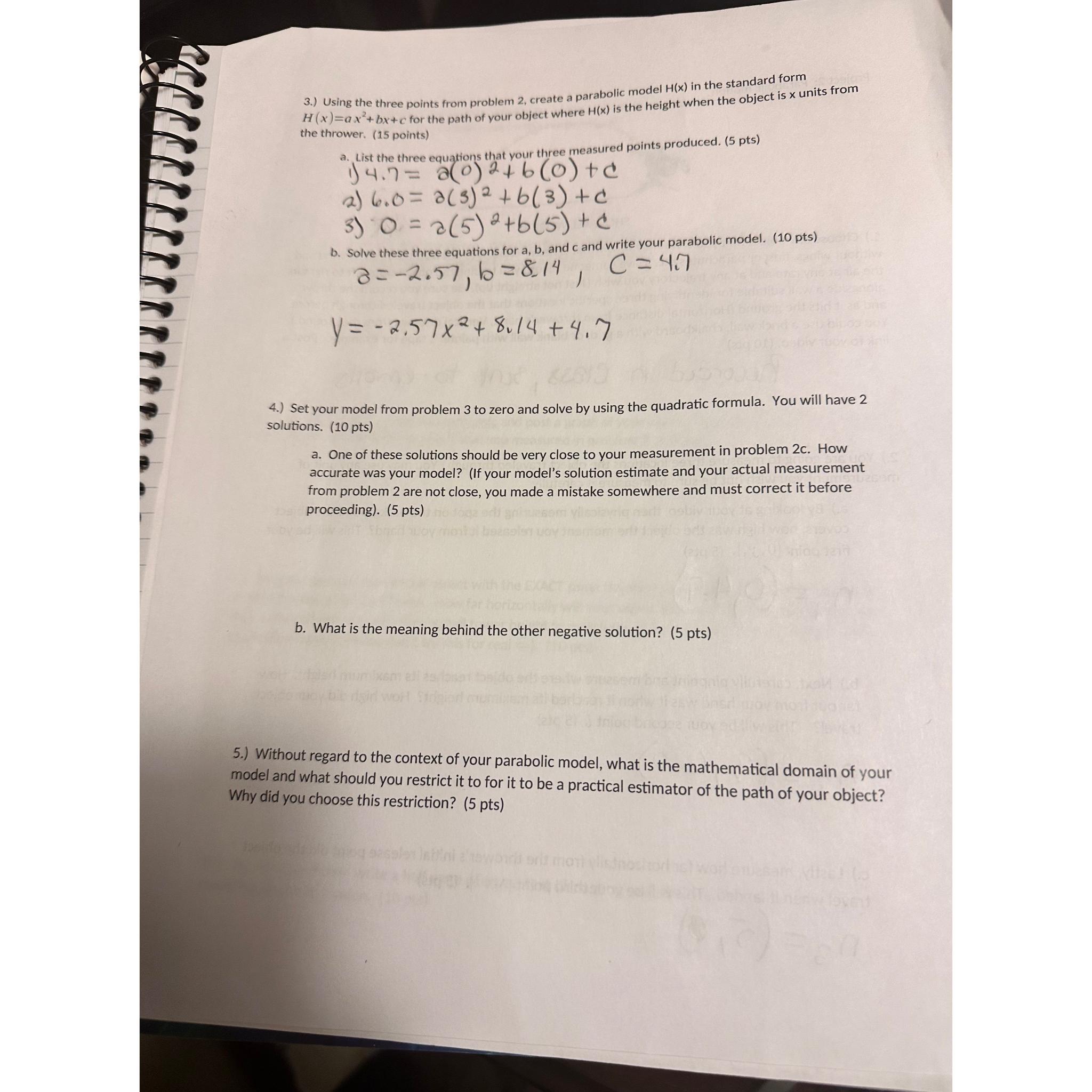 3.) ﻿Using the three points from problem 2, ﻿create a | Chegg.com