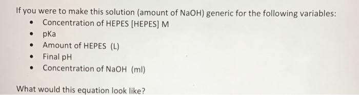 Solved In lab, you are asked to make 500 mL of 0.1M HEPES | Chegg.com