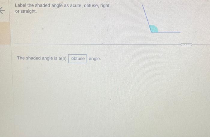 Solved Label the shaded angle as acute, obtuse, right, or | Chegg.com