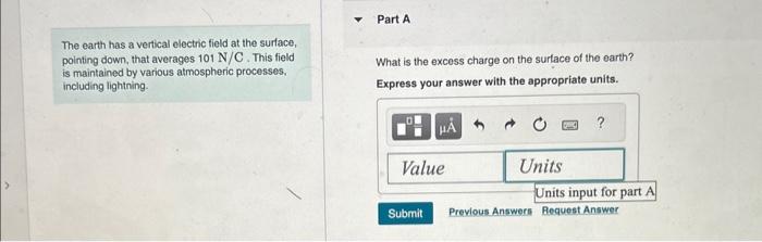 Solved The earth has a vertical electric field at the | Chegg.com
