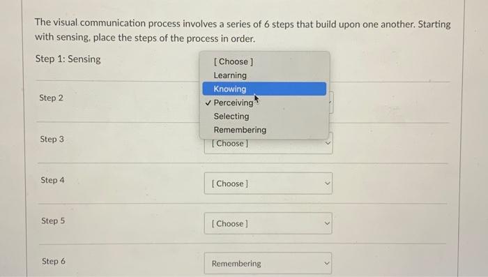 The visual communication process involves a series of | Chegg.com