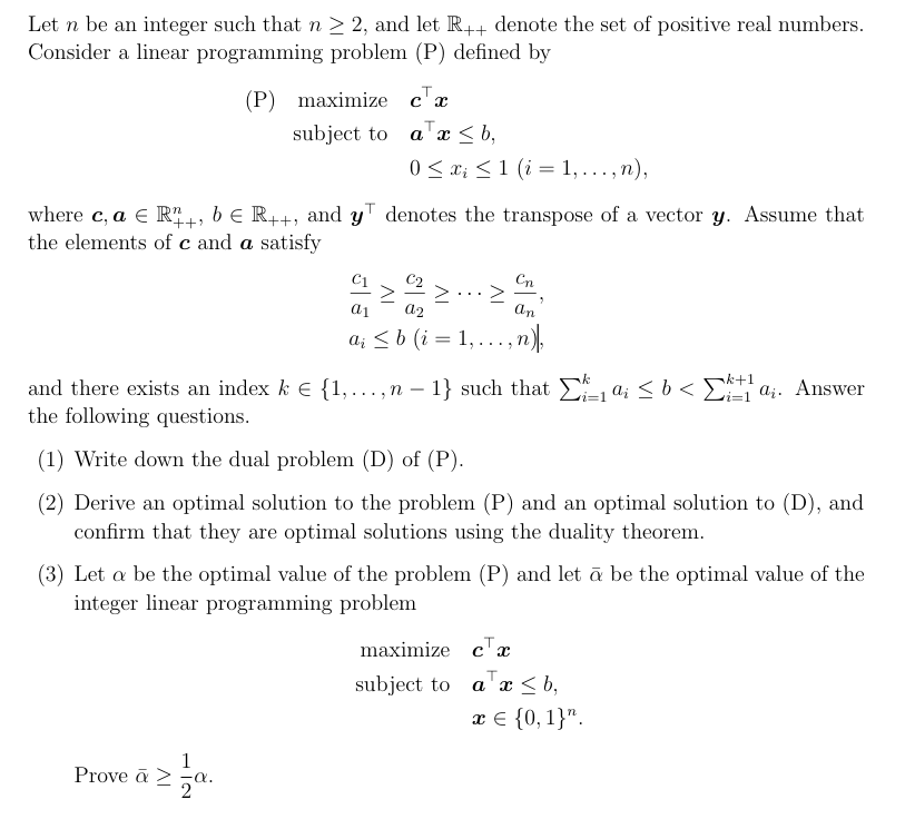 Solved Let n ﻿be an integer such that n≥2, ﻿and let | Chegg.com