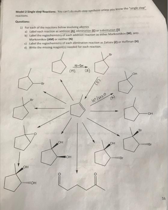 Solved Model 2 Single step Reactions: You can't do | Chegg.com