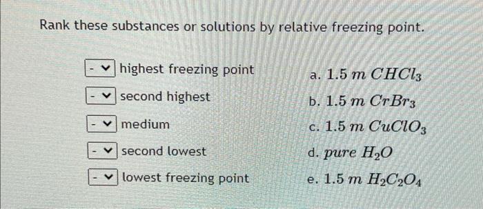 Solved Rank these substances or solutions by relative | Chegg.com