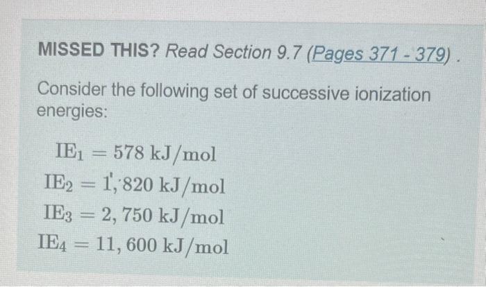 Solved To which third-period element do these ionization | Chegg.com