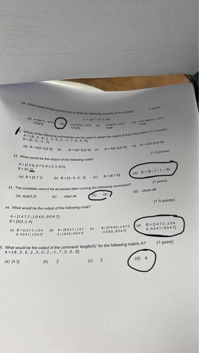 in) a=3a2−k2+k=t A=[356;579;012;3⋅851. d=A(421 (a) | Chegg.com